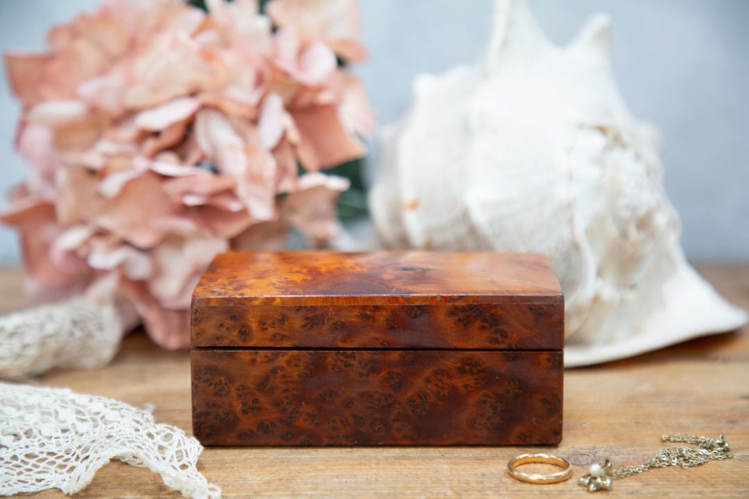 Tortoiseshell Wood Box. Thuya Burl Burr Veneer. Brown Orange. Heavy ...