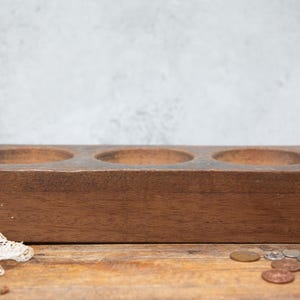 Aged Wooden Coin Block. Patinated Wood. Warm Tone. 3 Hole. Money. Shop ...