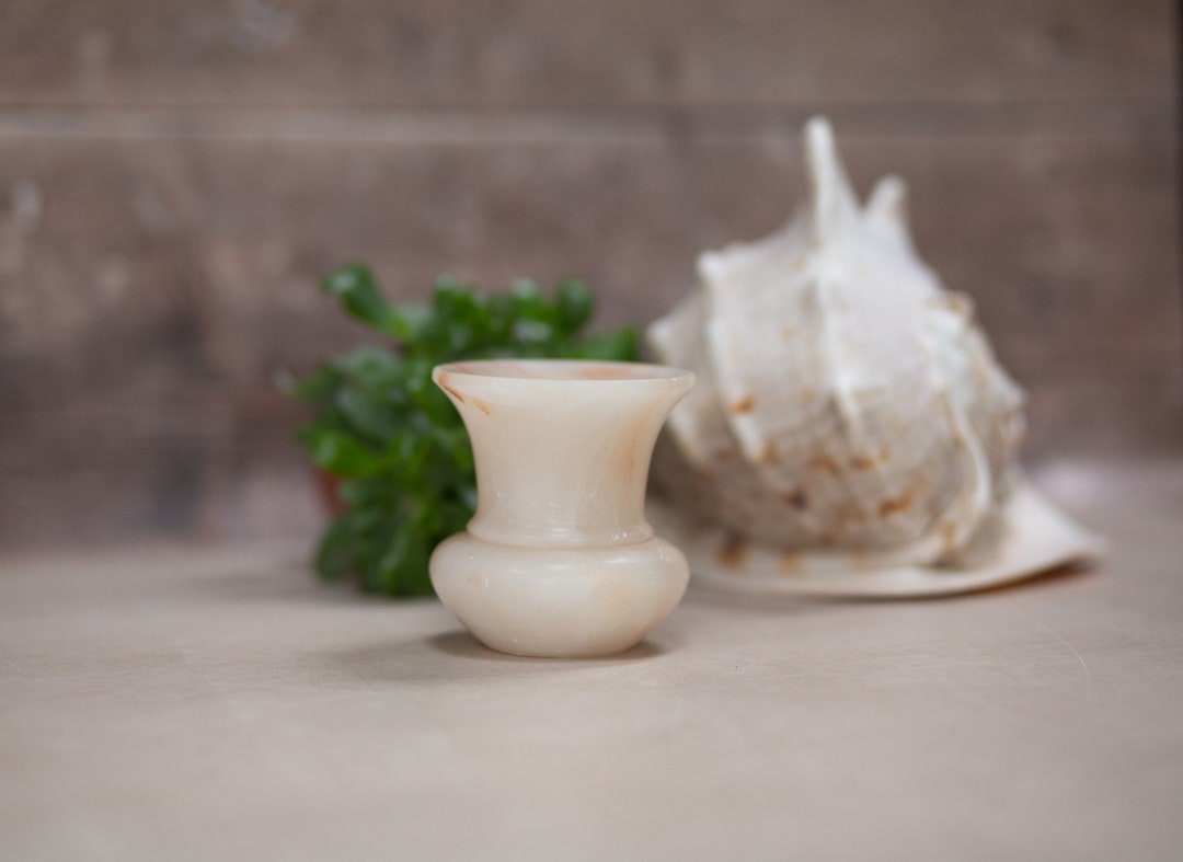 Marble Pot. Alabaster Jar. Beige Orange Bud Vase. Natural Material ...