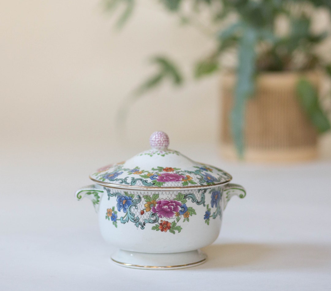 Booths Soup Dish. Silicone China. Pink Green Gold. Floral Pattern. Ship ...