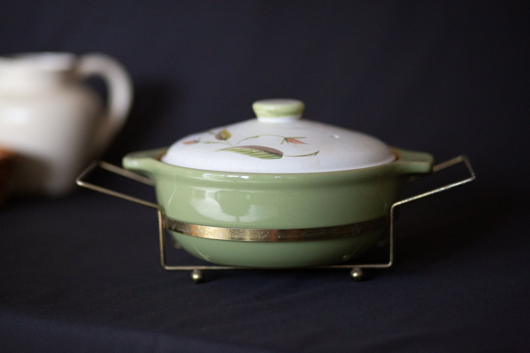 Denby Ceramic Casserole Dish. Cooking Pot With Stand. Green Stoneware ...