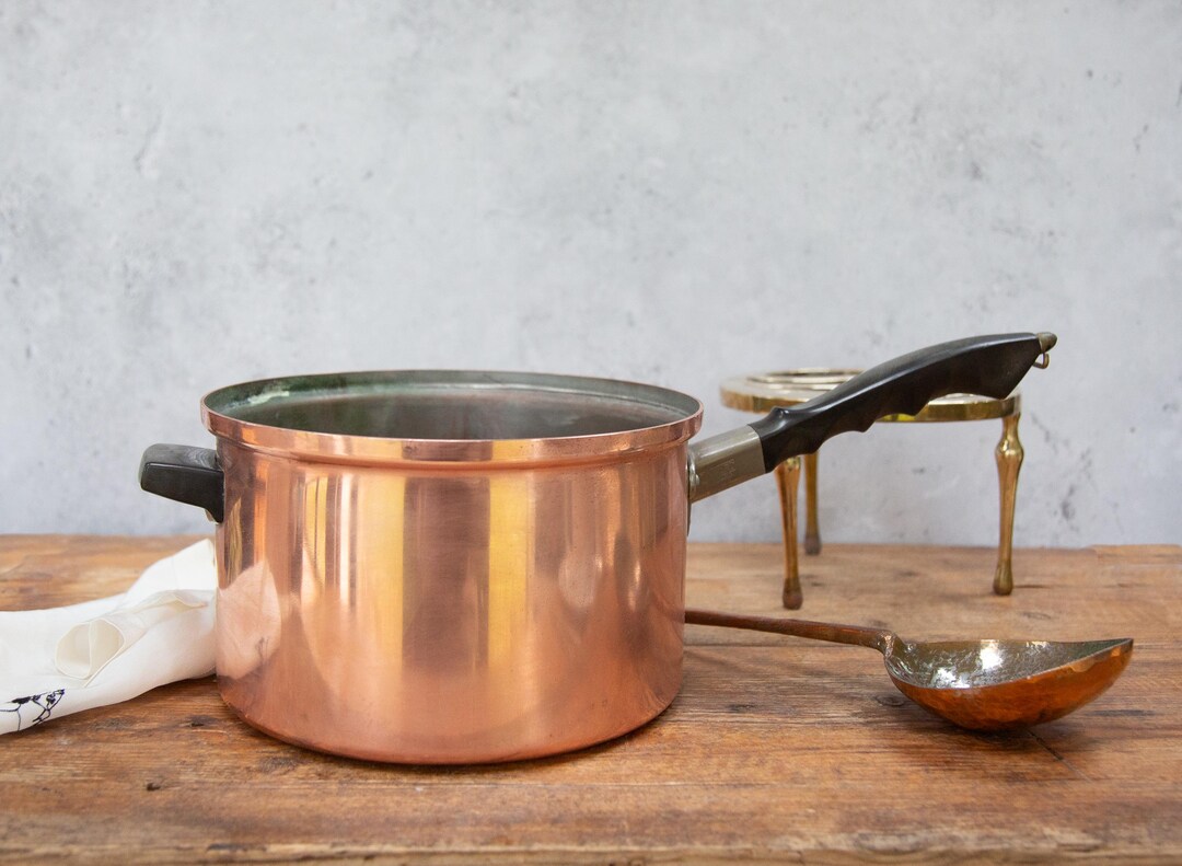 Copper Saucepan. 22cm. Aged Cookware. Tin Lined. Decorative. Wall ...