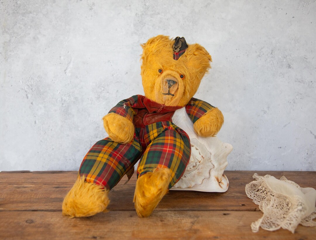 Aged Scottish Teddy Bear. Wendy Boston Play Safe. Mohair. Wadding ...