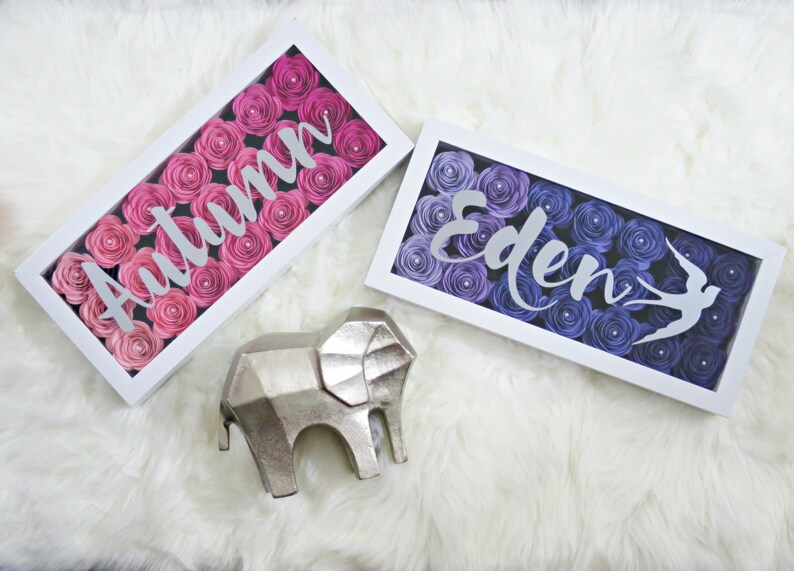 Nursery Wall Shadow Box Baby Name Art Pink Purple Blue or - Etsy