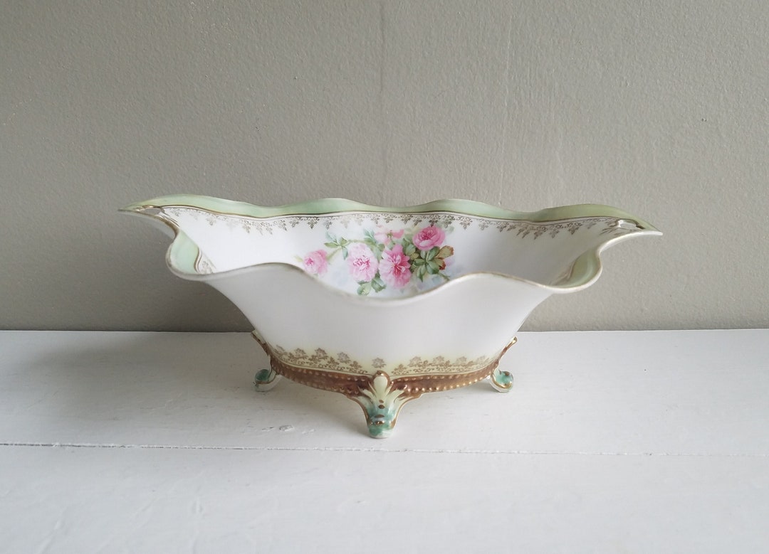 Antique RS Prussia Footed Floral Bowl, Antique Porcelain, Collectible ...