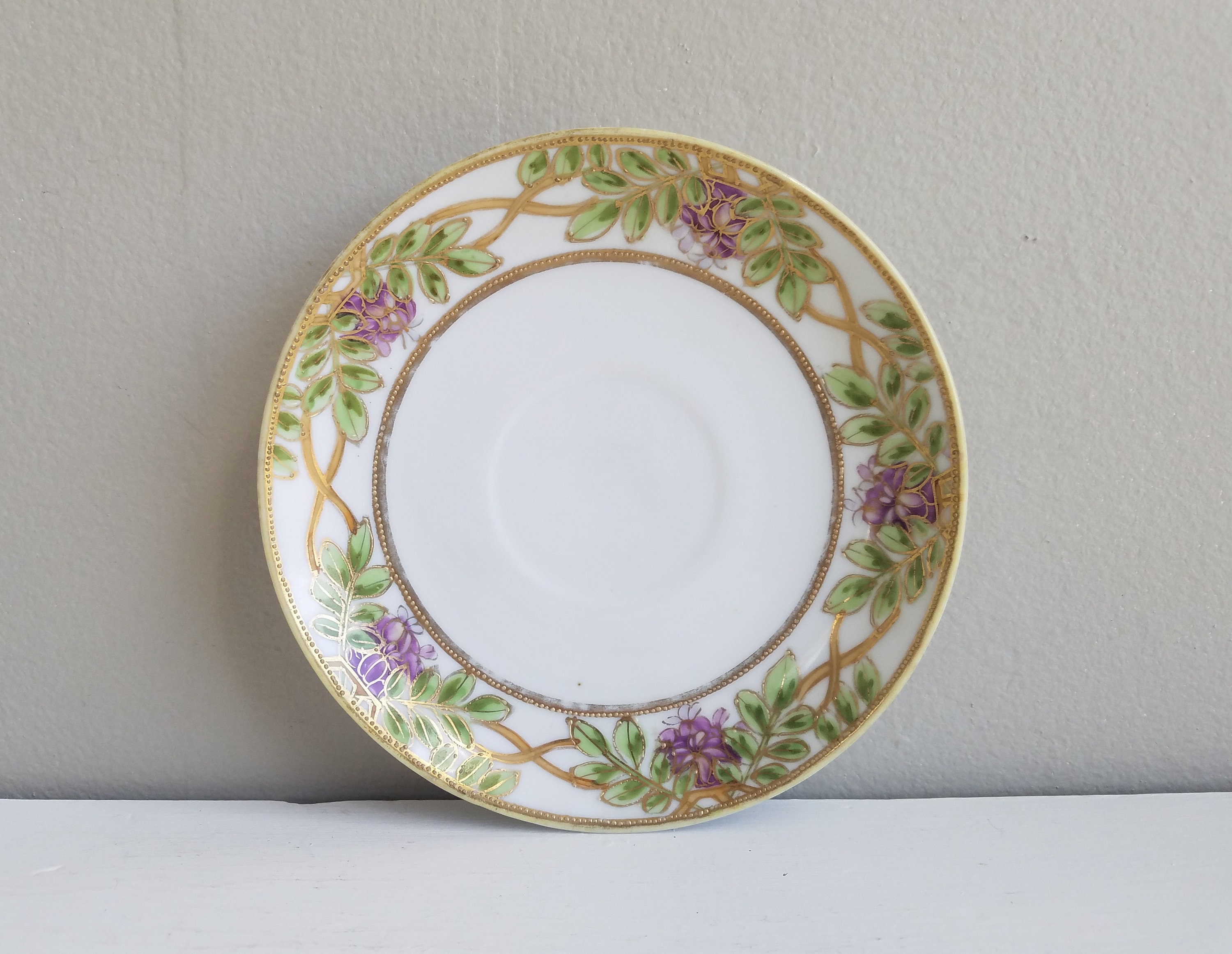 Antique Hand-painted Nippon Floral Teacup and Saucer Plate, Antique ...