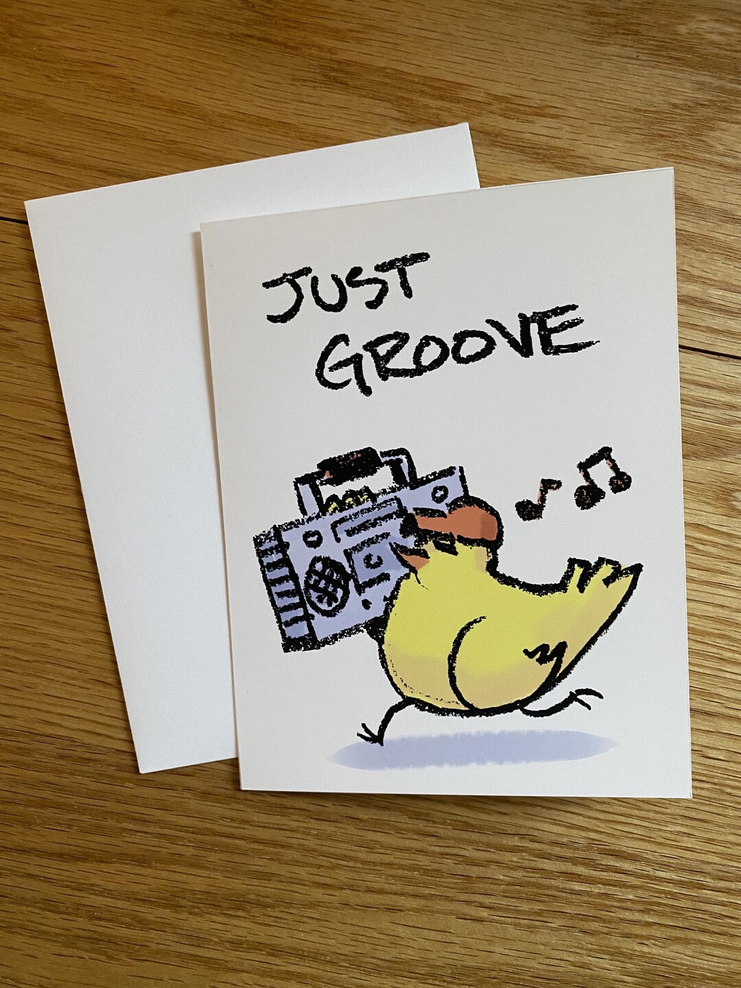 Just Groove Boombox Chicken Blank Card - Funny Cartoon Chicken Card ...