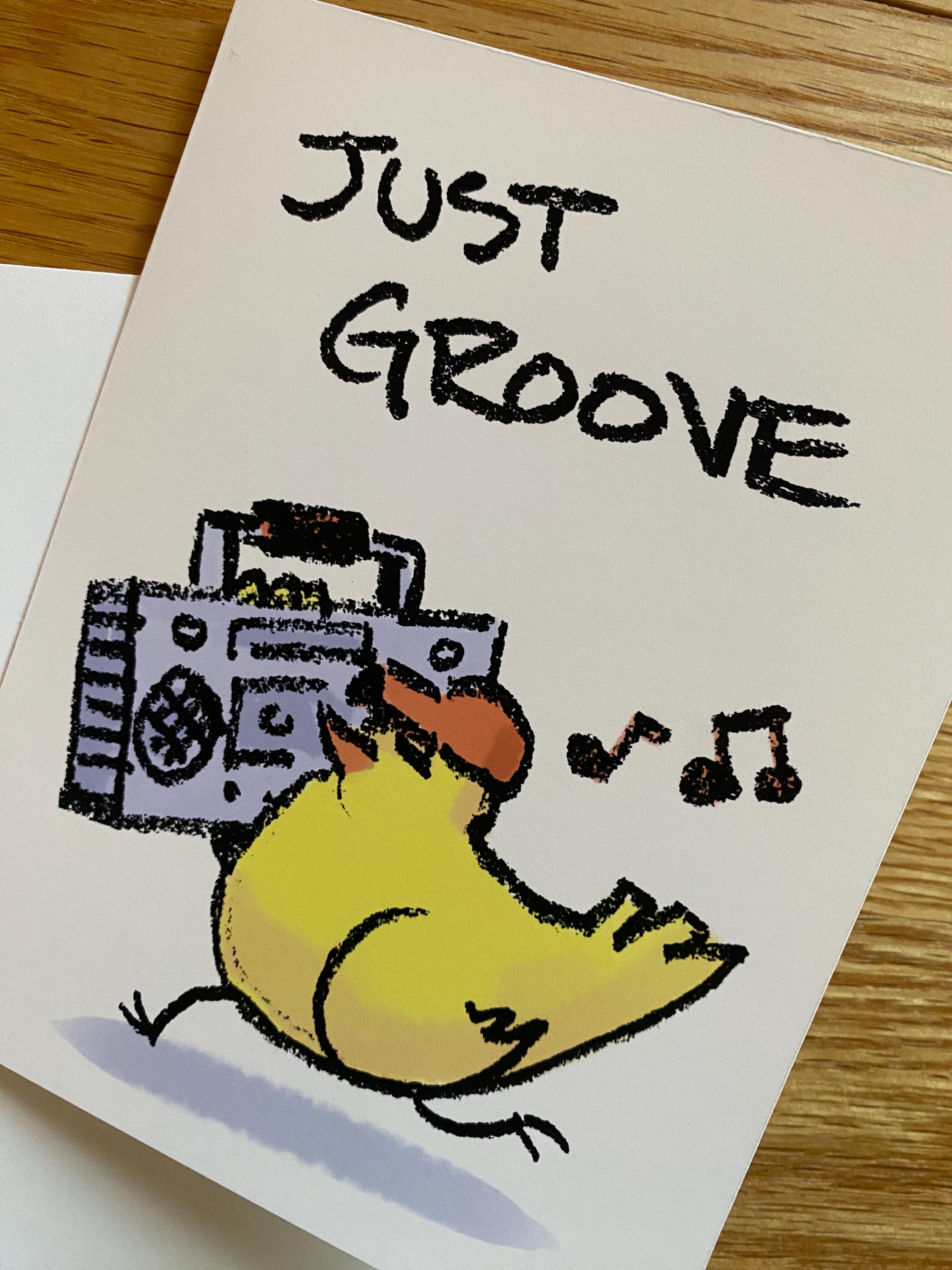 Just Groove Boombox Chicken Blank Card - Funny Cartoon Chicken Card ...