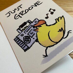 Just Groove Boombox Chicken Blank Card - Funny Cartoon Chicken Card ...