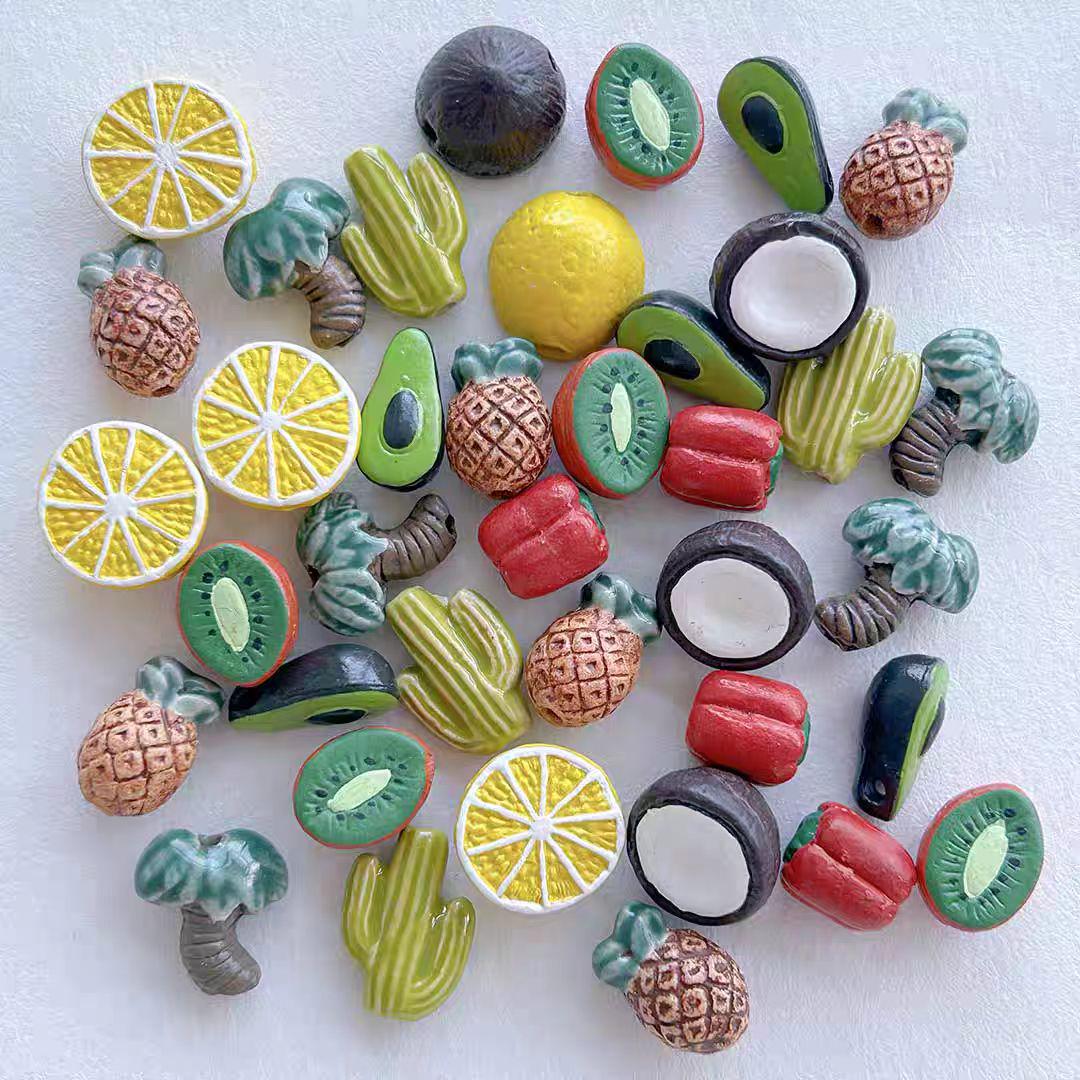 2PCS Peruvian Ceramic Beads - Hand-painted Fruit & Vegetable Shapes - Etsy