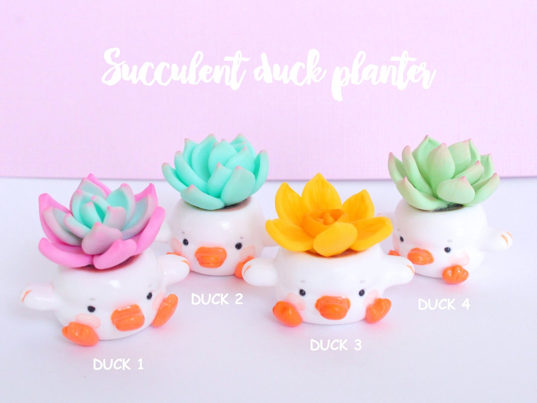 Succulent Duck Planter Figurine/ Tiny Planter Figurine/ Duck Polymer ...