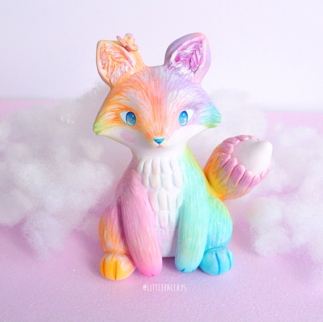 Limited EDITION* Rainbow Pastel Fox Figurine/ Dreamy Figure/ Animal ...