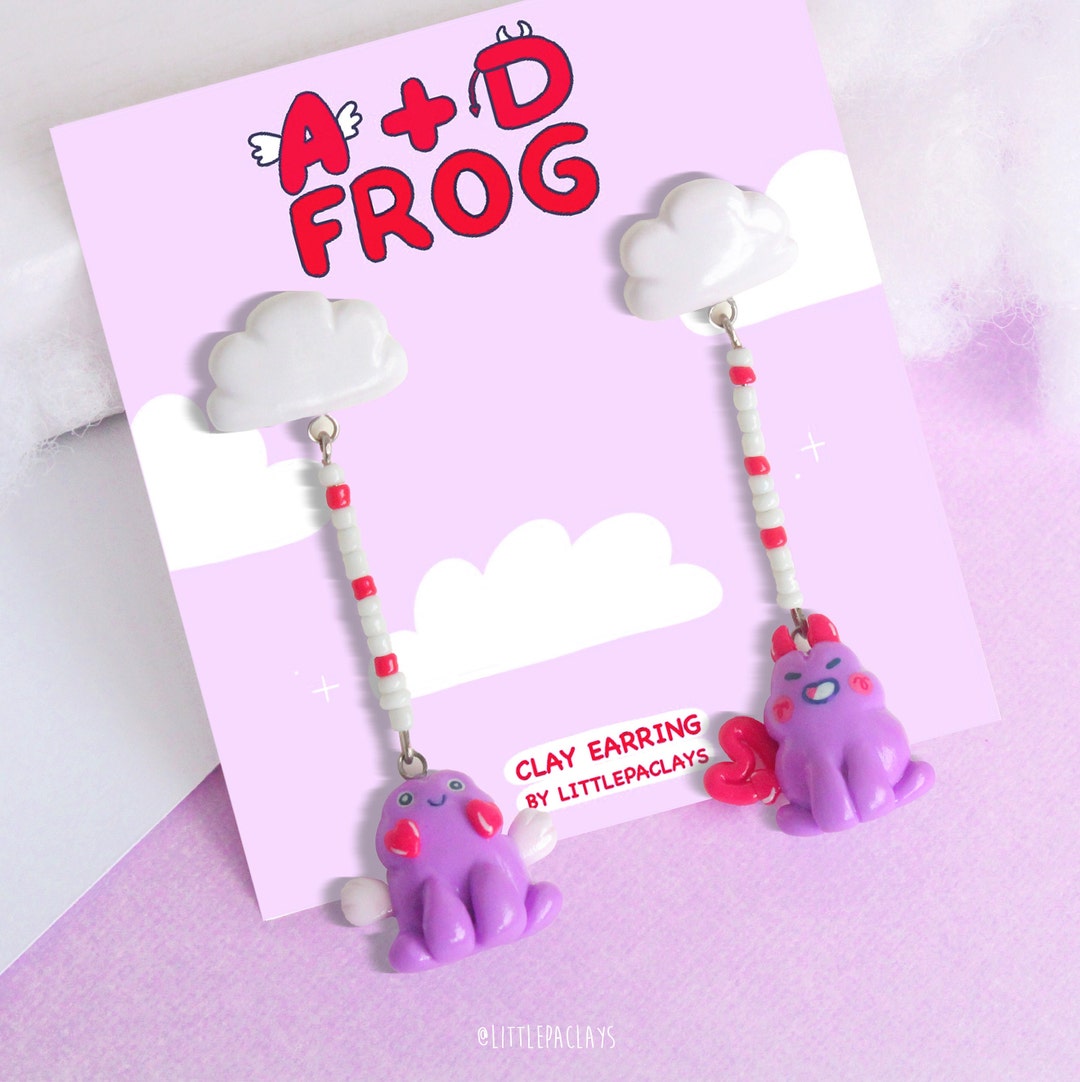 Angelic + Devil Frog Earrings / Frog Earring/ Cute Earring/ Handmade ...
