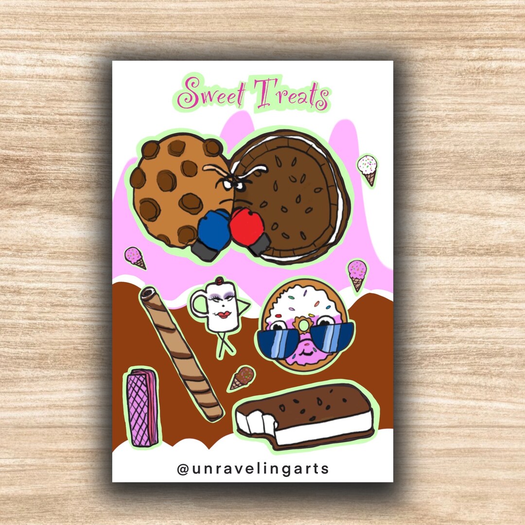 Sweets Desserts Cute Stickers Sheet Glossy Funny Sticker Sheet Laptop ...