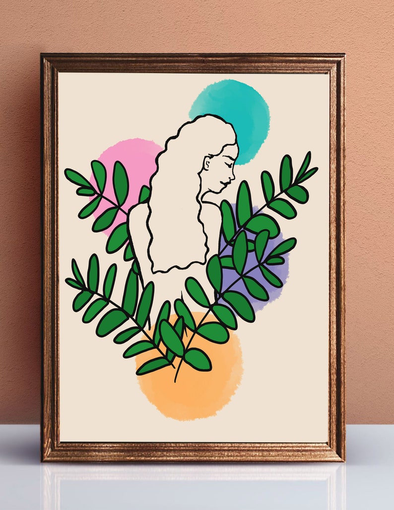 Women Girl Minimalist Minimalism Art Print Simplistic Drawing ...