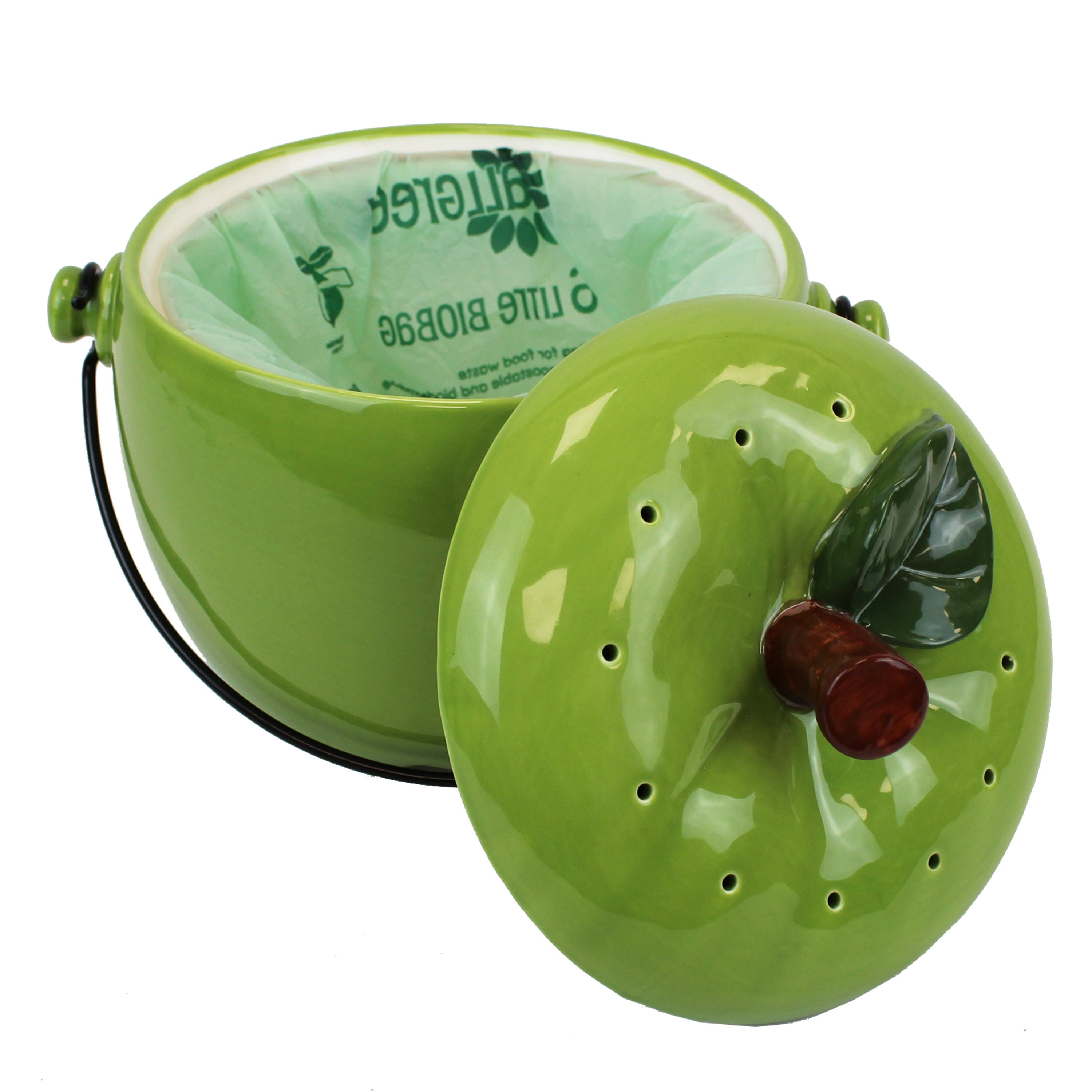 Green Apple Ceramic Compost Caddy for Food Waste - Etsy UK
