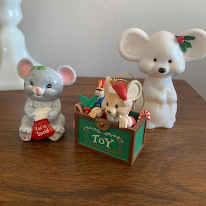 Merry Mouse Christmas Mouse Ornament Figurine Lot of 3 Assorted ...