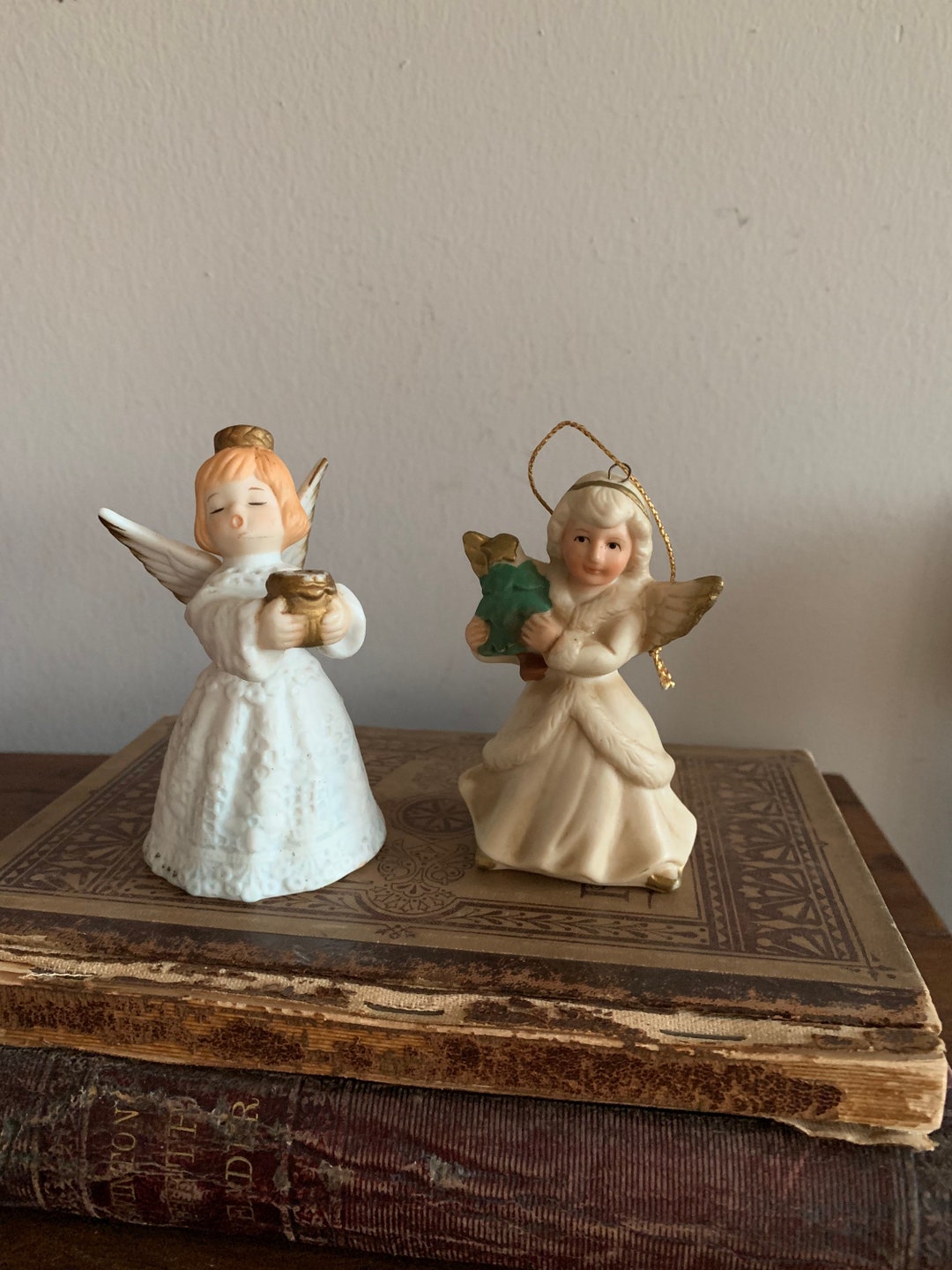 Porcelain Angel Figurines Pair of Mismatched Porcelain Bisque Hand ...