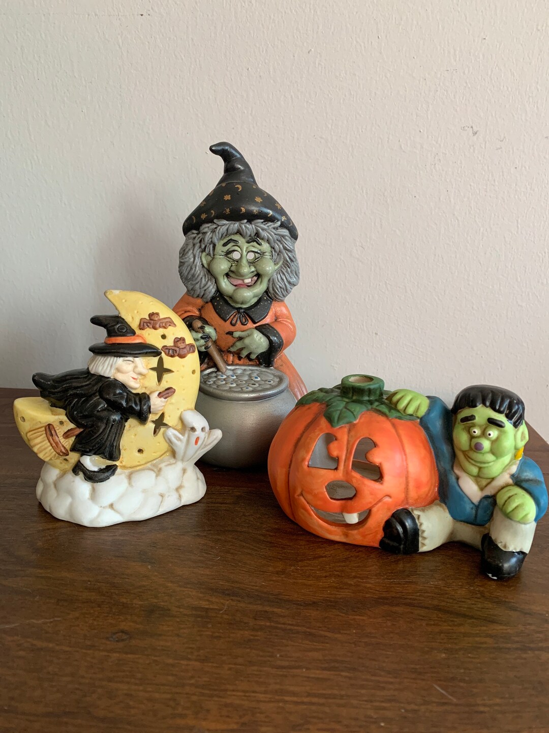 Halloween Witch Pumpkin Frankenstein Ceramic Halloween Party Decor Set ...