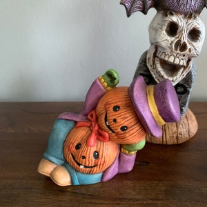 Ceramic Halloween Pumpkin Scarecrow Scary Totem Skull Bat Gravestone ...