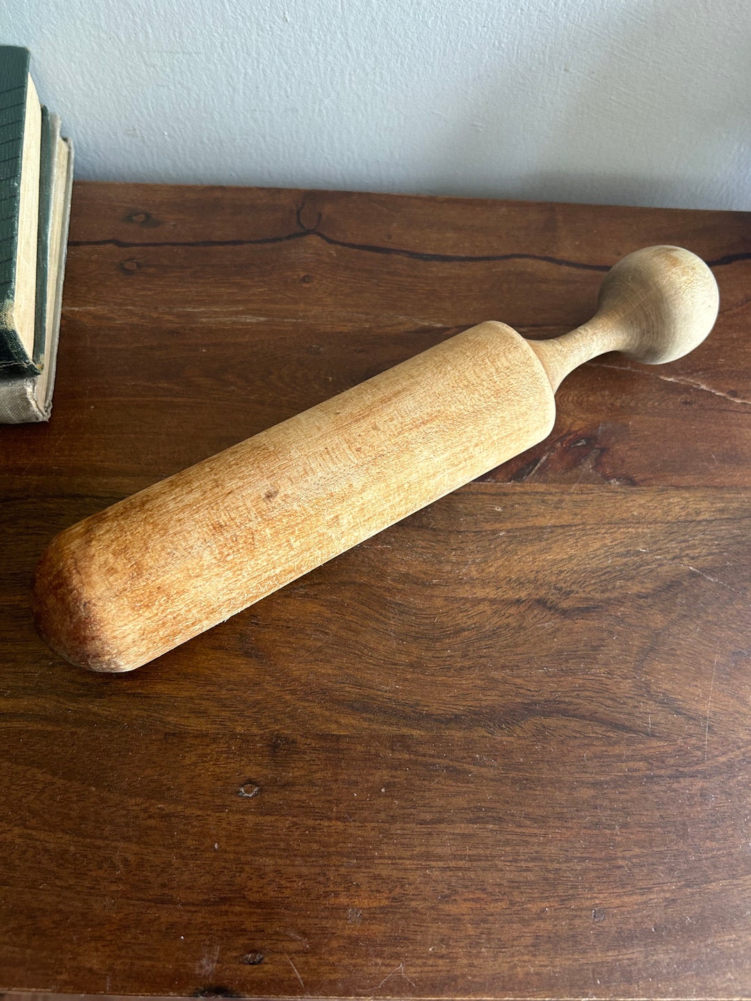 Vintage Wood Pestle Dough Roller Rolling Pin 10 Inches Long Baking ...