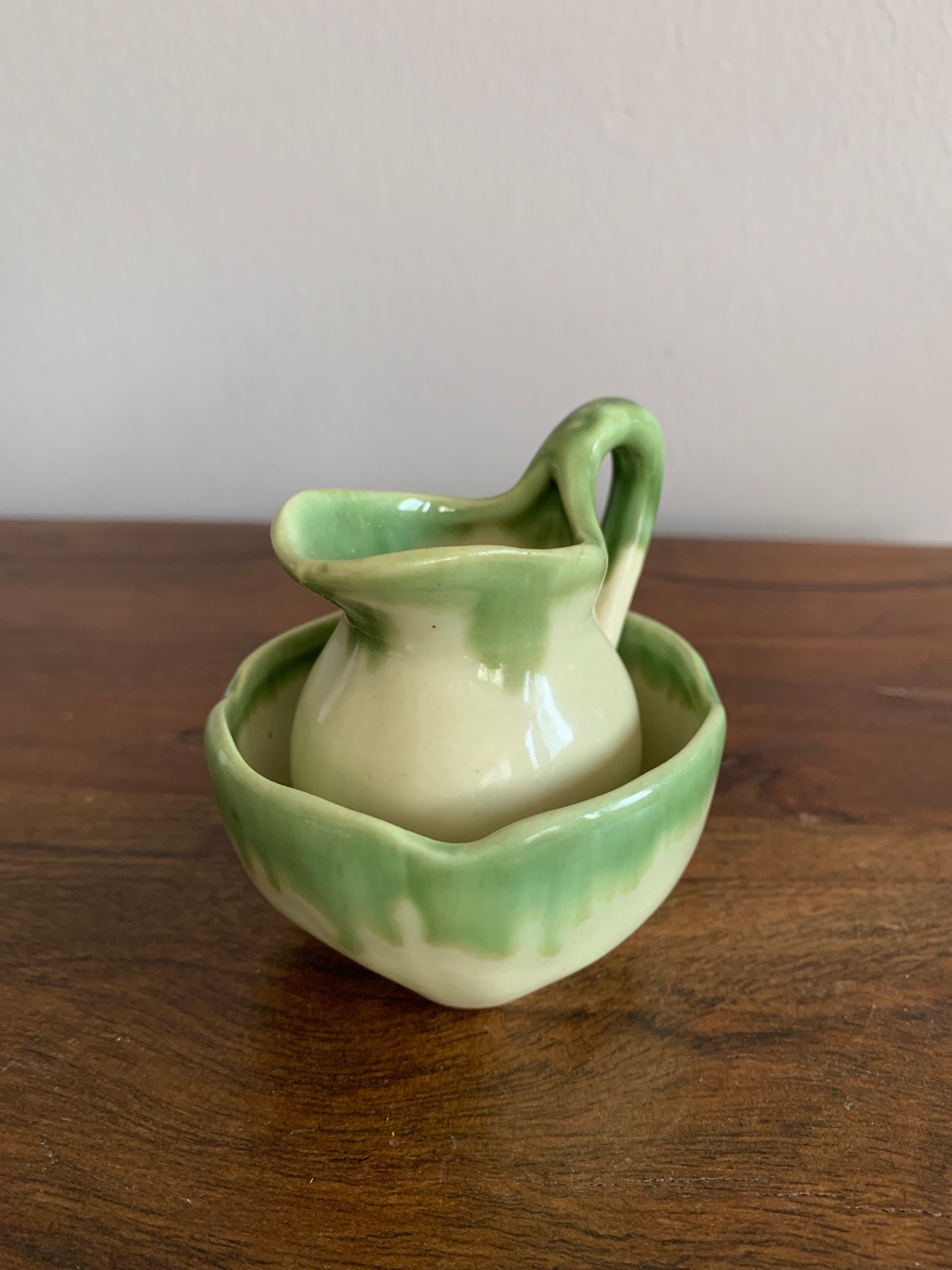 Mini Ceramic Pitcher and Bowl Set 3 Inches Tall Creamy Light - Etsy