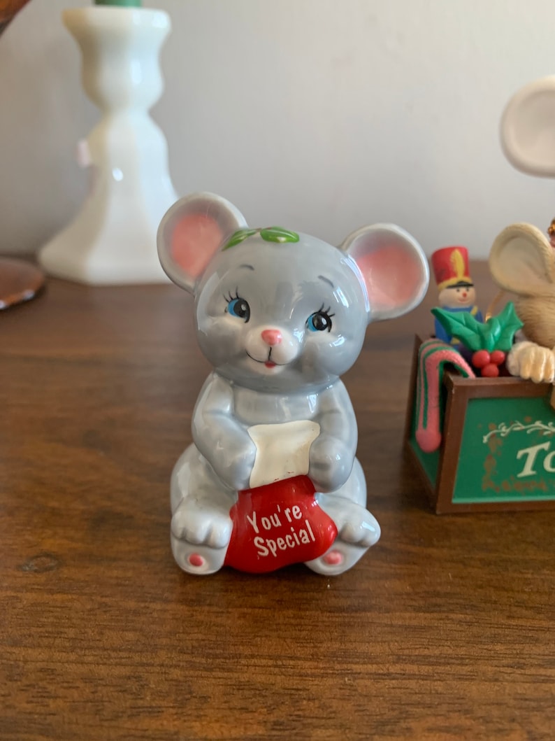 Merry Mouse Christmas Mouse Ornament Figurine Lot of 3 - Etsy