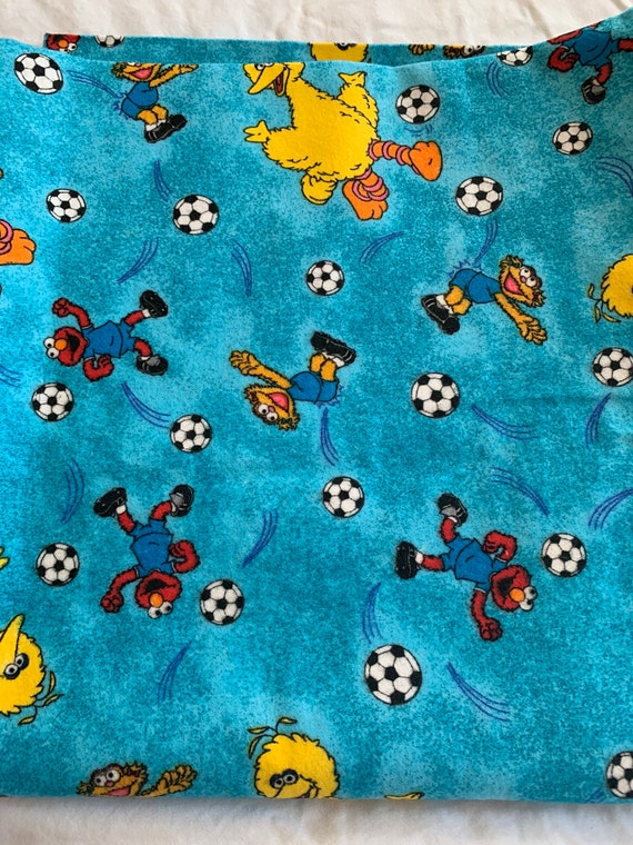 Sesame Street Big Bird Elmo Soccer Blue Flannel Fabric 2002 - Etsy