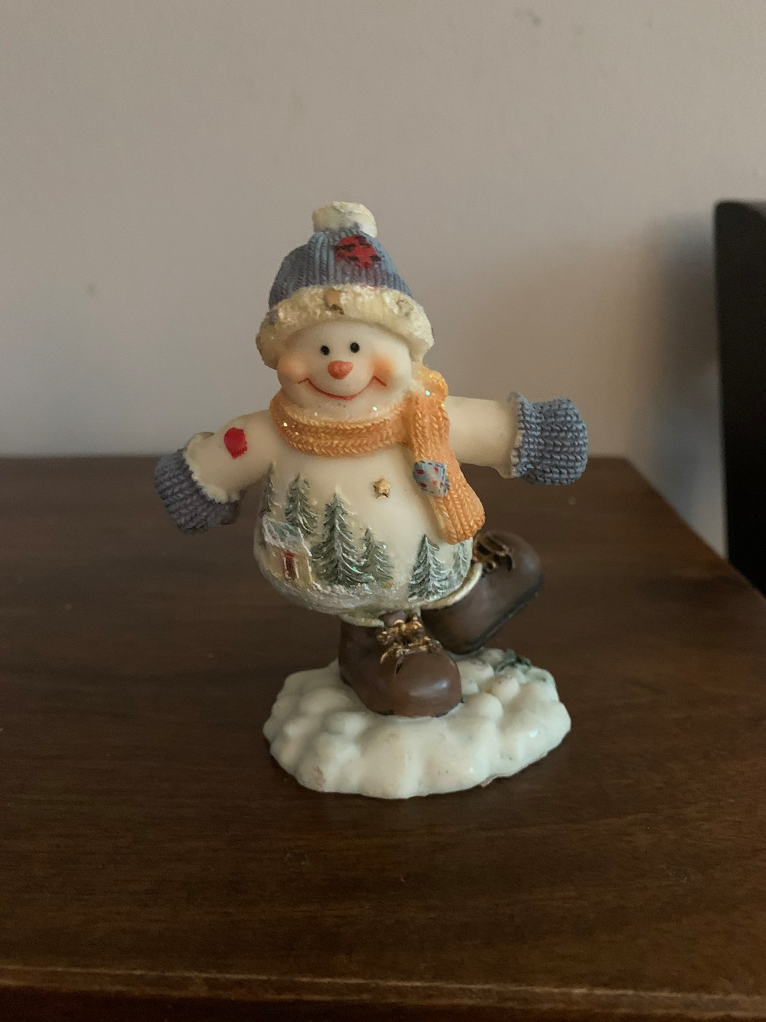 Dancing Snowman Resin Figurine With Wire Spring Legs Winter Holiday ...