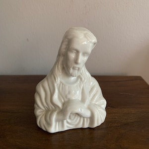 White Porcelain Jesus Bust Praying Lord and Savior Vintage Ceramic ...