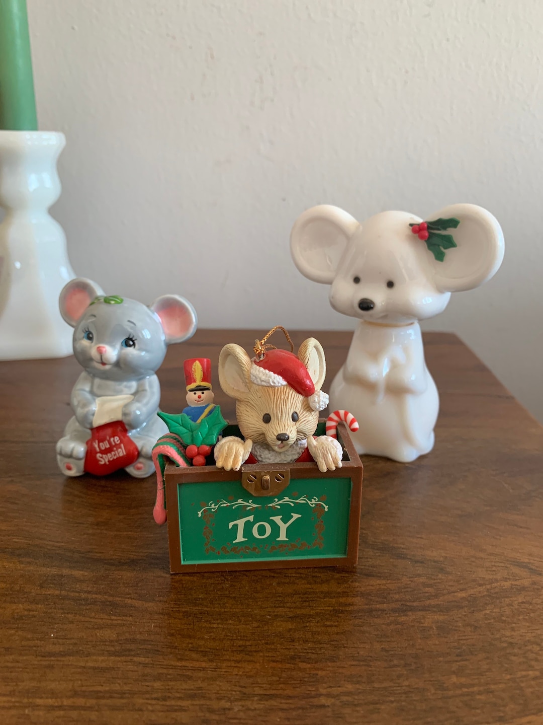 Merry Mouse Christmas Mouse Ornament Figurine Lot of 3 Assorted ...