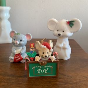 Merry Mouse Christmas Mouse Ornament Figurine Lot of 3 Assorted ...