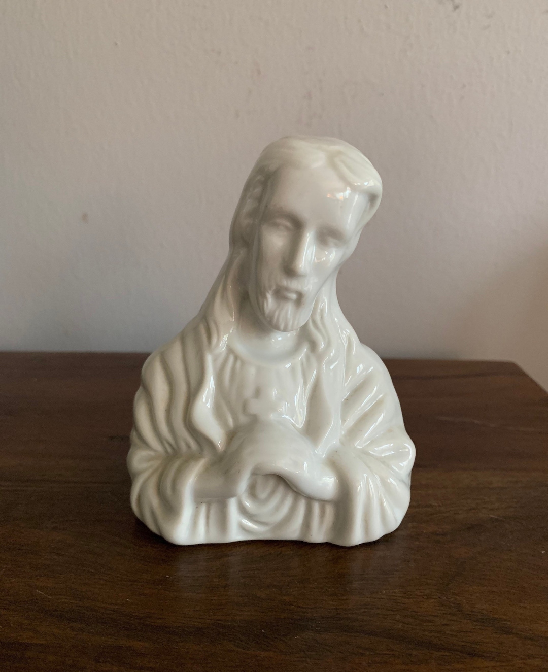White Porcelain Jesus Bust Praying Lord and Savior Vintage Ceramic ...