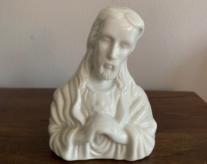 White Porcelain Jesus Bust Praying Lord and Savior Vintage Ceramic ...