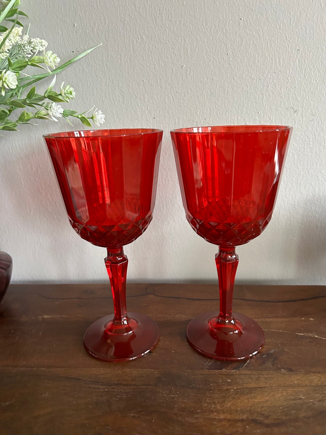 Red Crystal Glass Wine Glasses Water Goblets Valentine Romantic Crystal ...