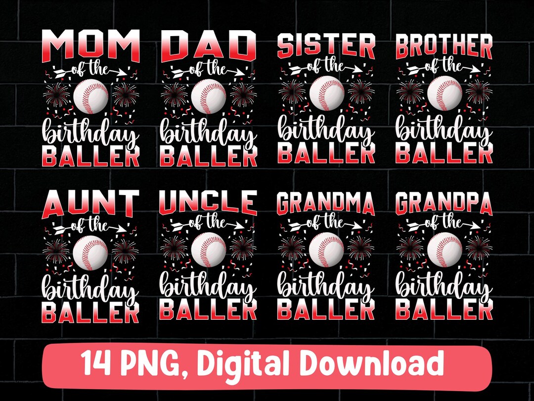 Mom of the Birthday Baller Baseball Png, Baseball Birthday Png Bundle ...