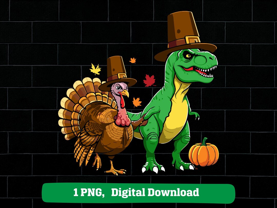 Dinosaur Turkey Png, Fall Dinosaur Thanksgiving Png, Fall T-rex Png ...