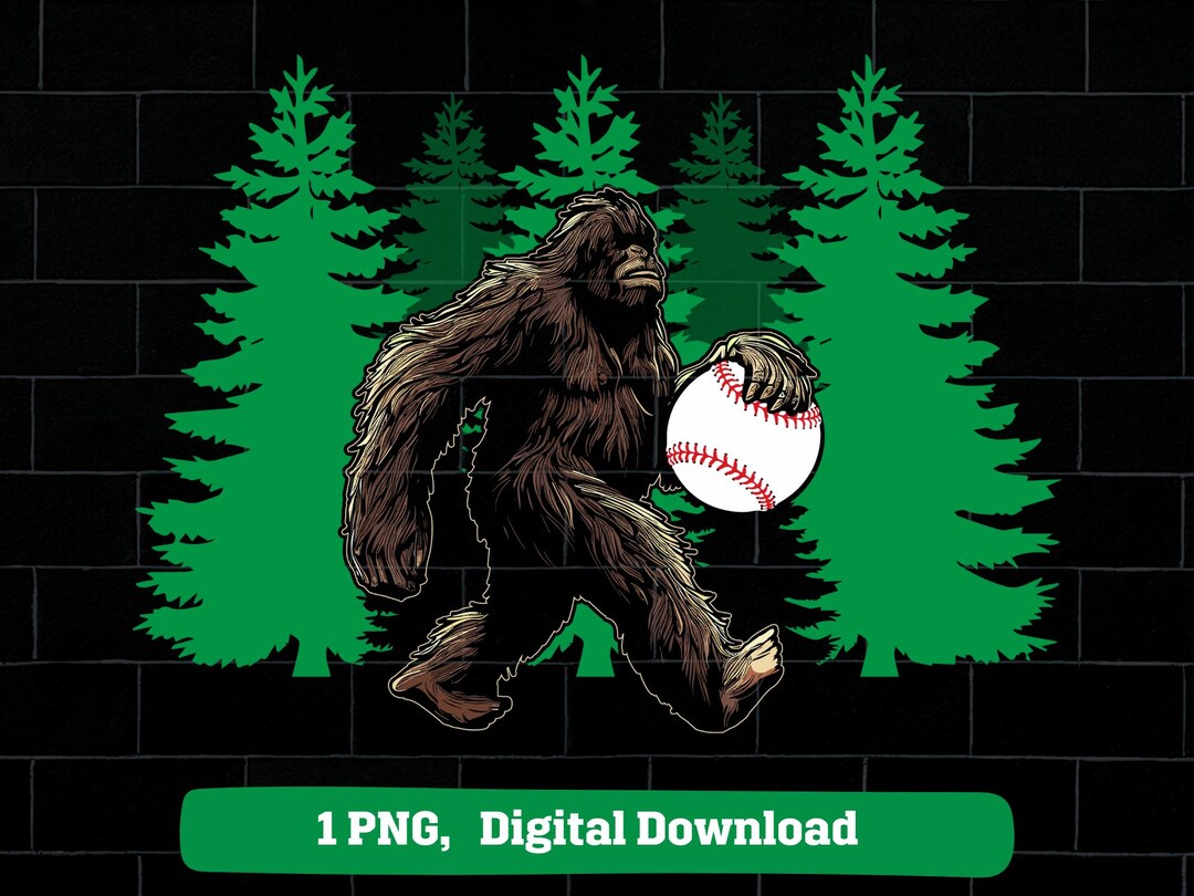 Bigfoot Baseball PNG: Sasquatch Holding Ball Design (digital Download ...