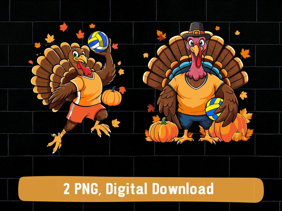 Turkey Volleyball Thanksgiving PNG: Fall Sports Clipart (digital ...