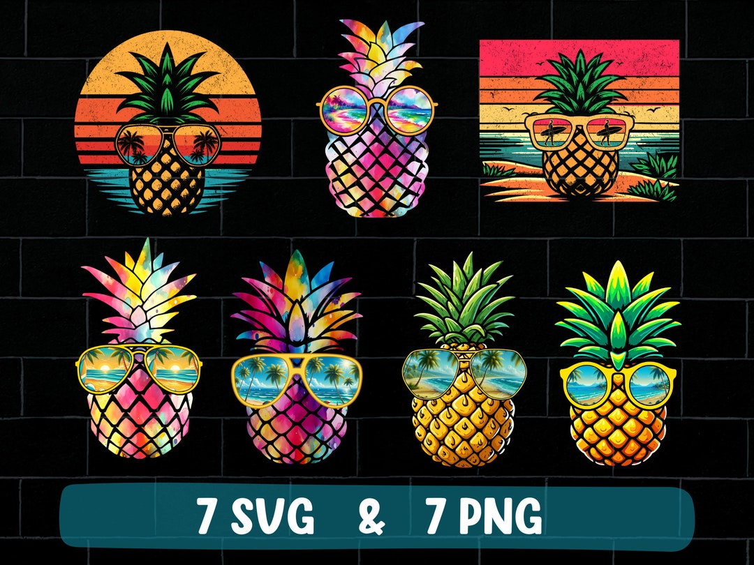 Pineapple Sunglasses SVG Bundle: Retro Summer Designs (digital Download ...