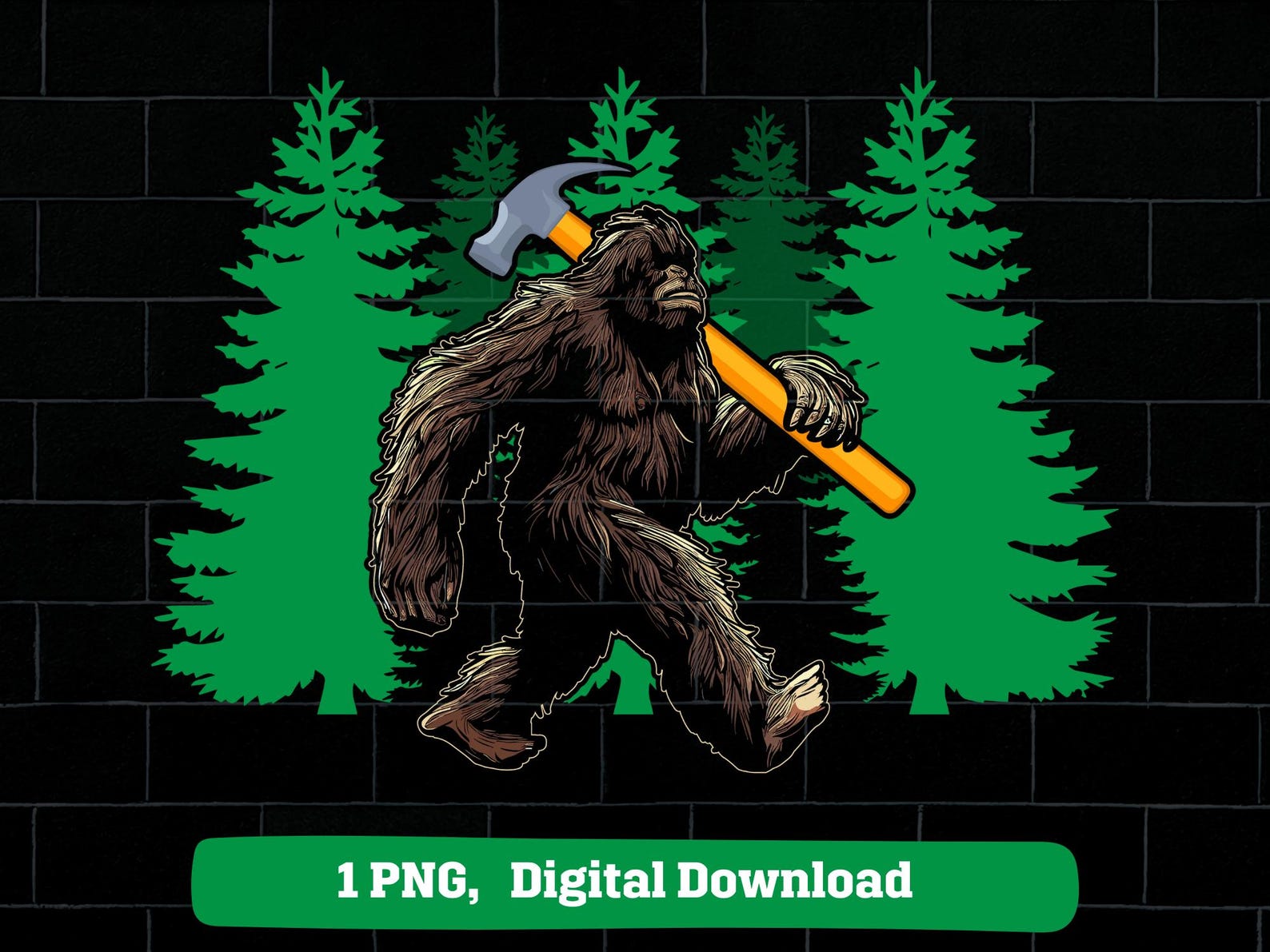 Bigfoot Carpenter PNG: Sasquatch Holding Hammer (digital Download) - Etsy