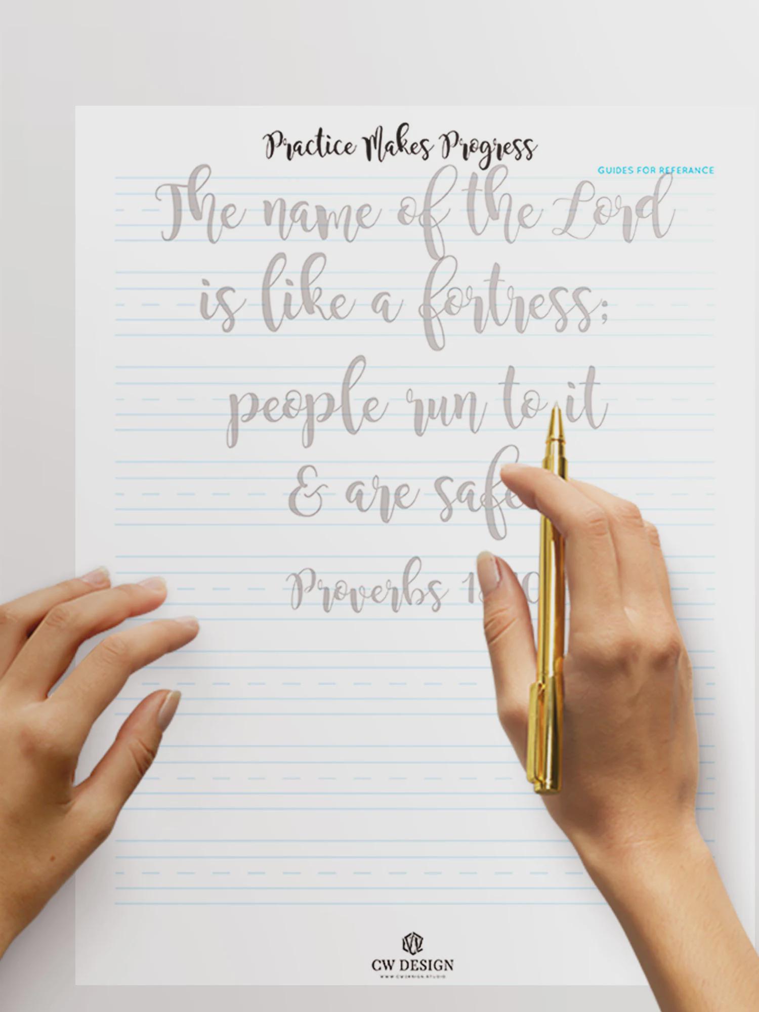 Cursive Bible Verse Handwriting Practice Sheets Printable Calligraphy ...