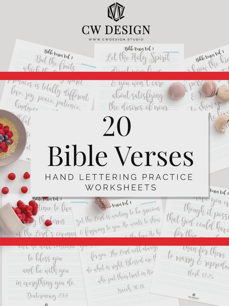 Cursive Bible Verse Handwriting Practice Sheets Printable Calligraphy ...