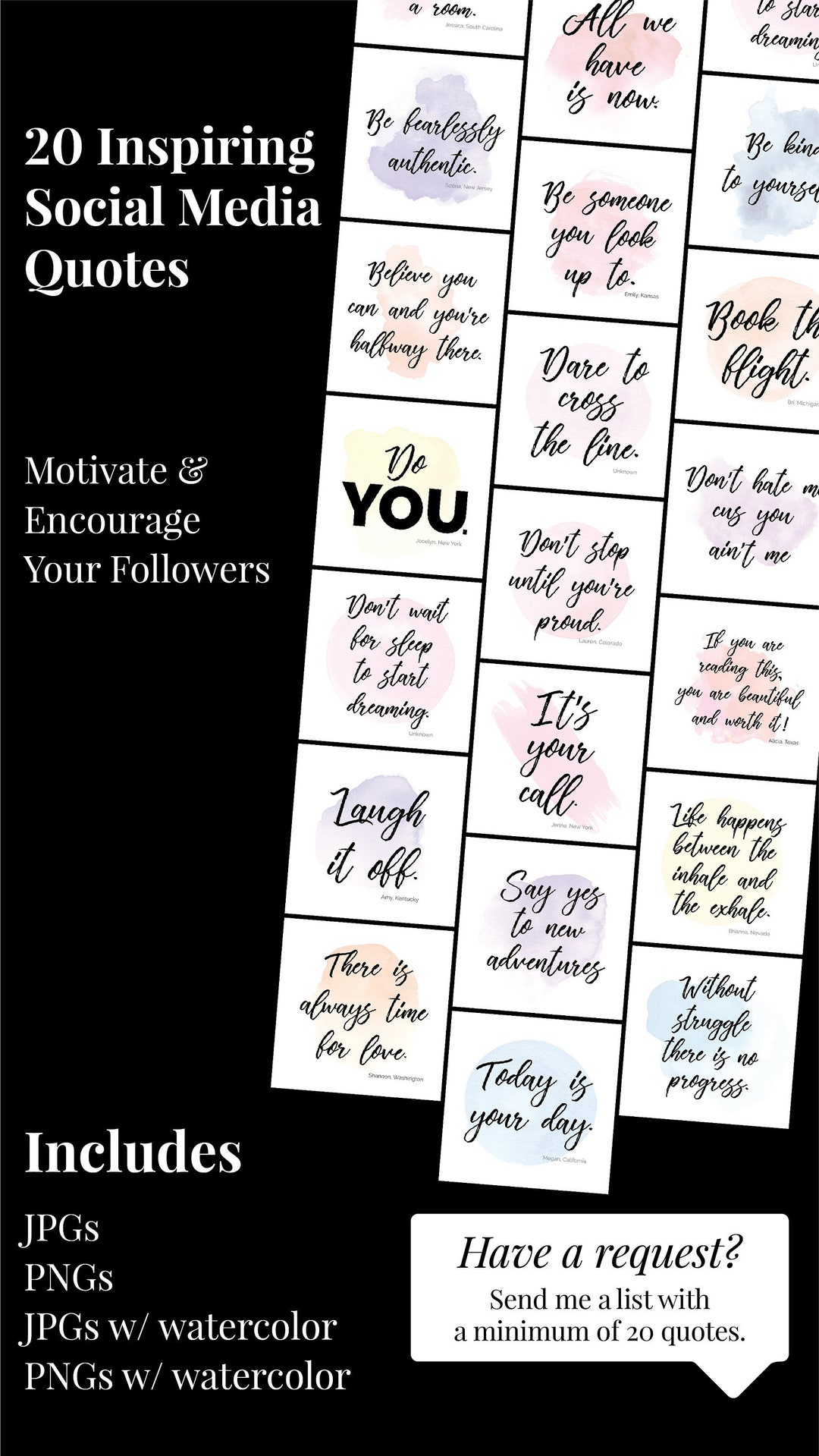 Inspirational Quotes, Social Media Posts, Hand Lettered (digital ...