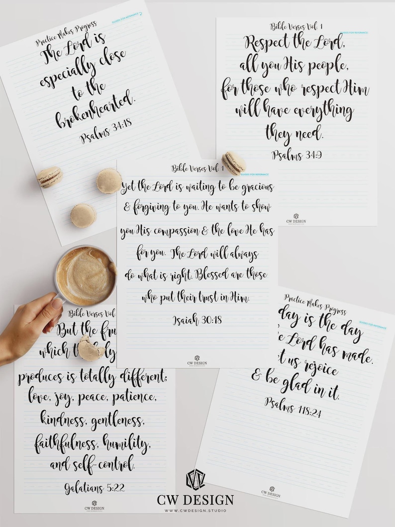 Cursive Bible Verse Handwriting Practice Sheets Printable Calligraphy ...