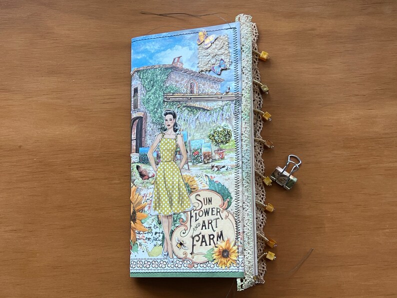Yellow Sewing Pattern Girl With Stamperia Sunflower Art Travelers ...