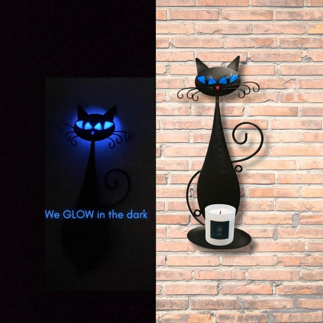Mid Century Modern Atomic Cat Sconces With Glow-in-the-dark Eyes - Set ...