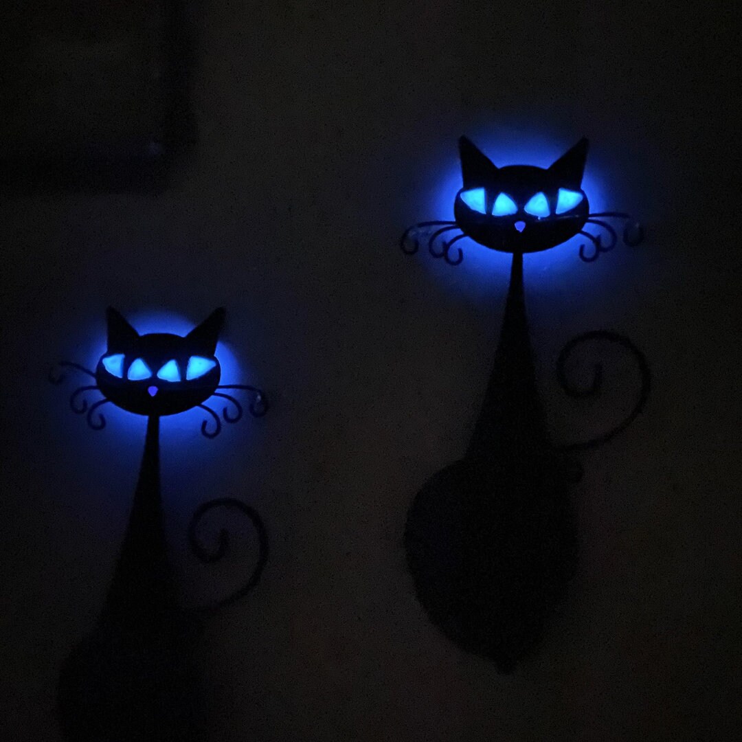 Mid Century Modern Atomic Cat Sconces With Glow-in-the-dark Eyes Set of ...