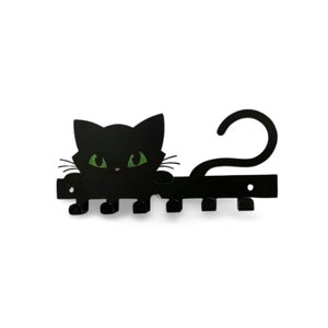 Black Cat Mountable 6-hook Key Rack With Glow in the Dark Eyes - Etsy