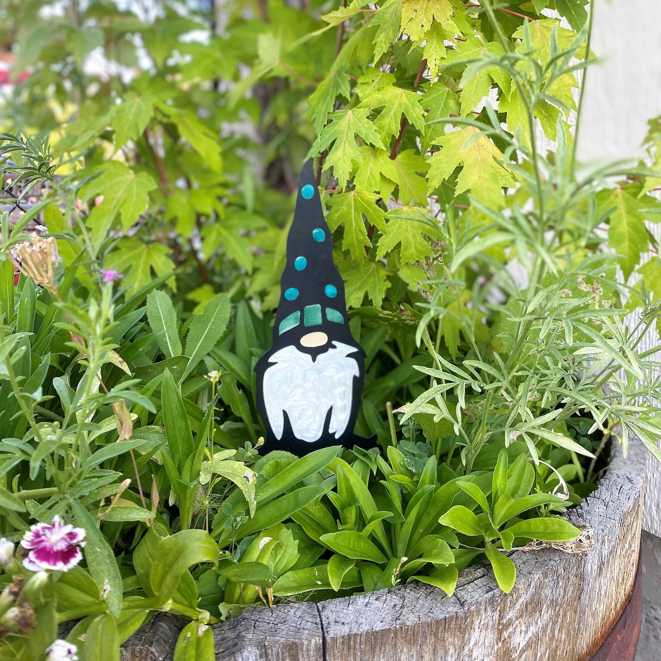 Custom Steel Garden Gnomes With Hand Poured UV Resistant Resin Accent ...